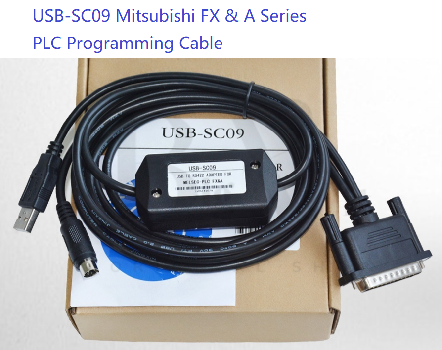 Bigbit Mitsubishi PLC Programming Cable USB-SC09 FX Series A Series 8 ...